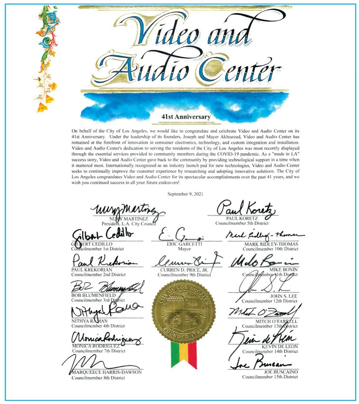 Video & Audio Center Recognized By City Of Los Angeles - TWICE
